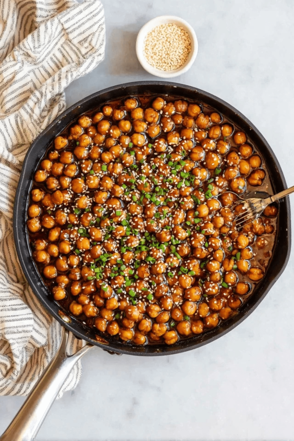 Vegan Sticky Sesame Chickpeas Recipe - Recipes by Lucelle