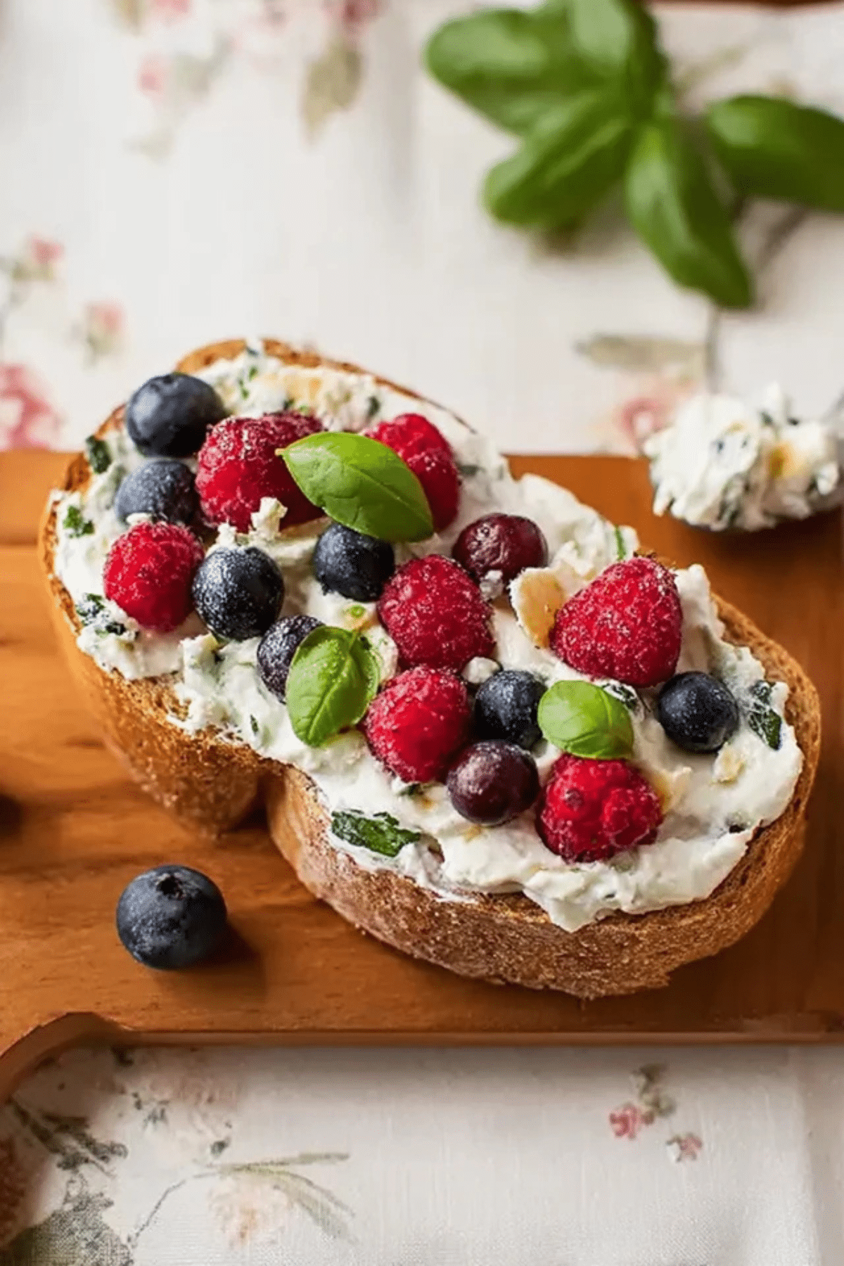 Berries & Basil Cream Cheese Toast: A Bright & Healthy Breakfast ...