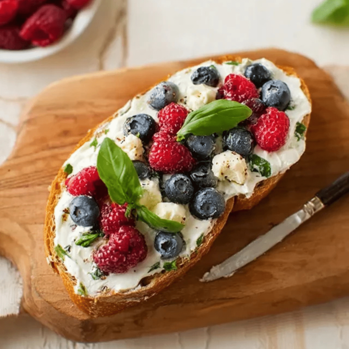 Berries & Basil Cream Cheese Toast: A Bright & Healthy Breakfast ...