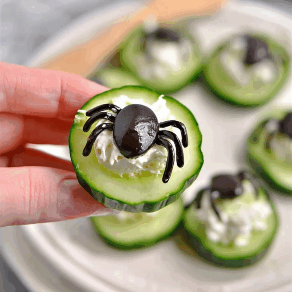 Keto Spider Cucumber Appetizer Bites: A Fun and Healthy Halloween Snack ...