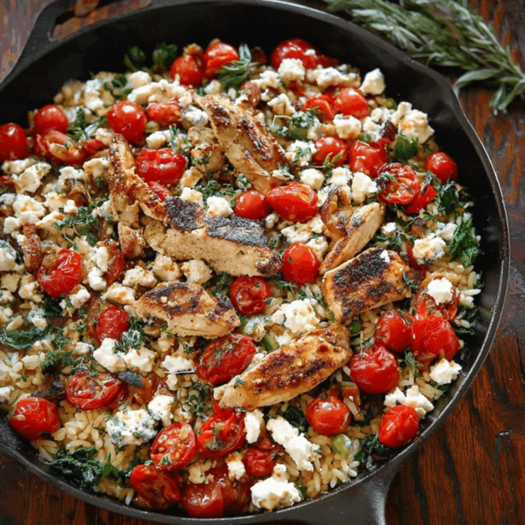 Greek Chicken and Lemon Rice chicken rice feta tomatoes - Recipes by ...