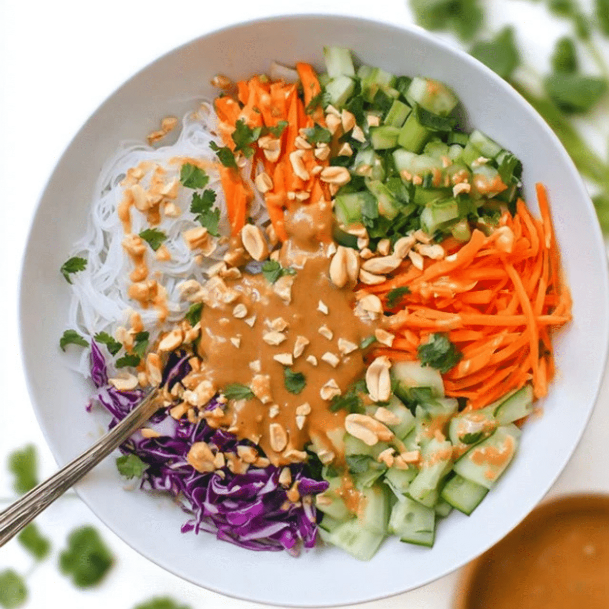 Easy Spring Roll Bowl with Peanut Sauce - Recipes by Lucelle